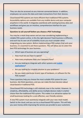 Cloud Pos VS Traditional Pos- Which is the Best Choice. | PDF