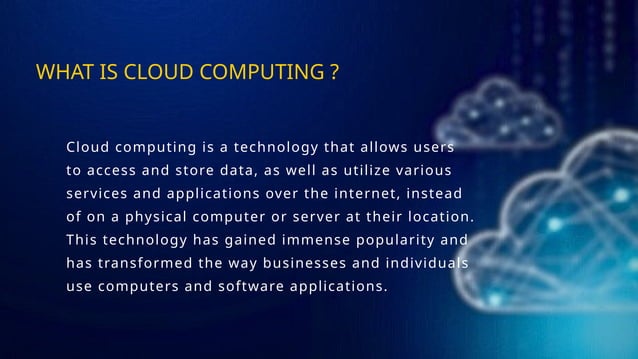 Presentation on Cloud Computing 1st year | PPTX