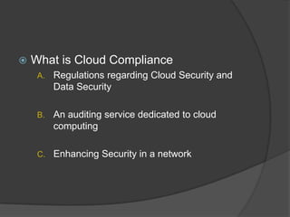 Cloud security - Auditing and Compliance | PPTX | Cloud Computing ...