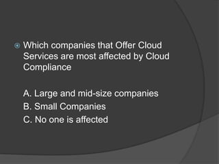Cloud security - Auditing and Compliance | PPTX | Cloud Computing ...