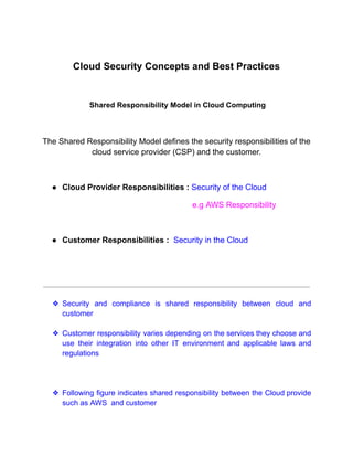 Cloud Security Best practices Documentation | PDF