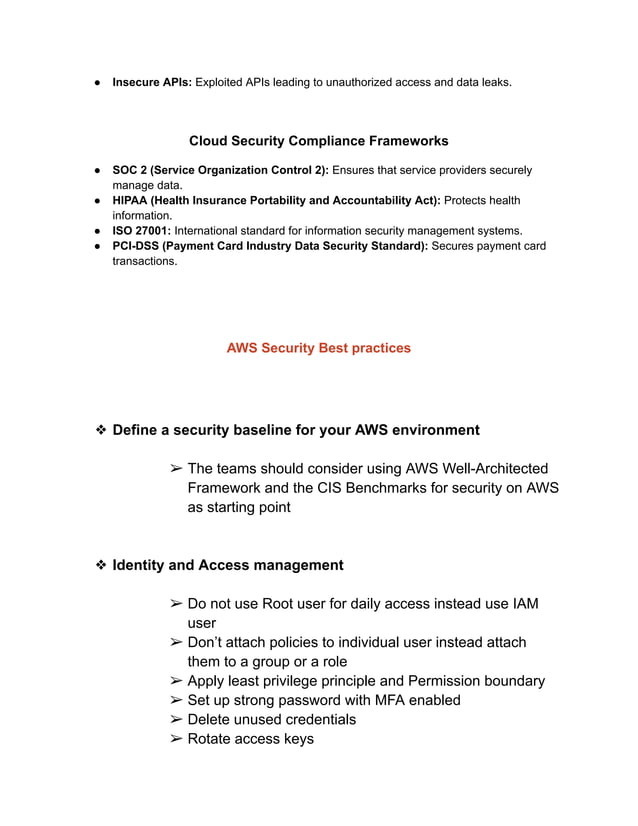 Cloud Security Best practices Documentation | PDF