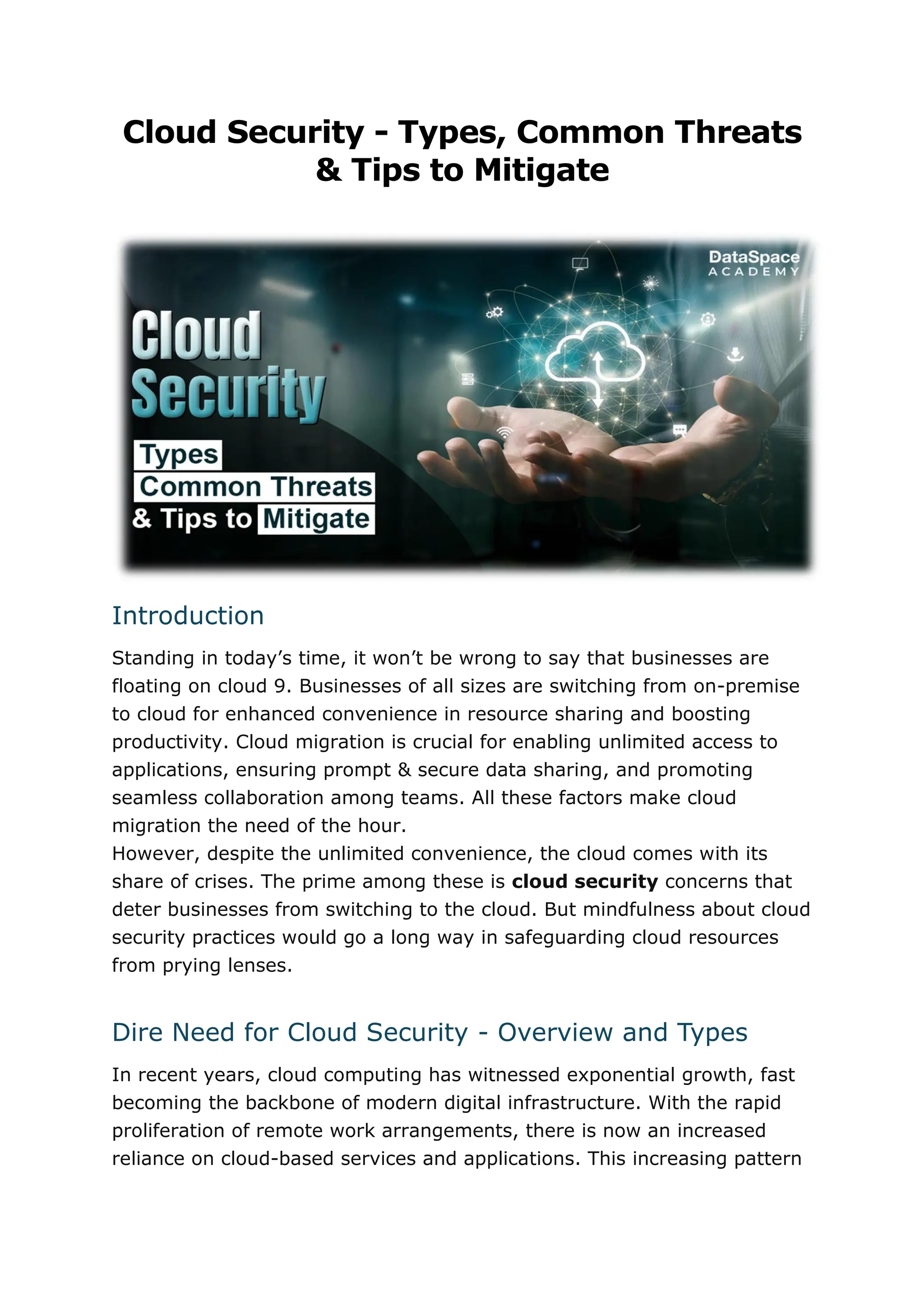 Cloud Security - Types, Common Threats & Tips To Mitigate.pdf