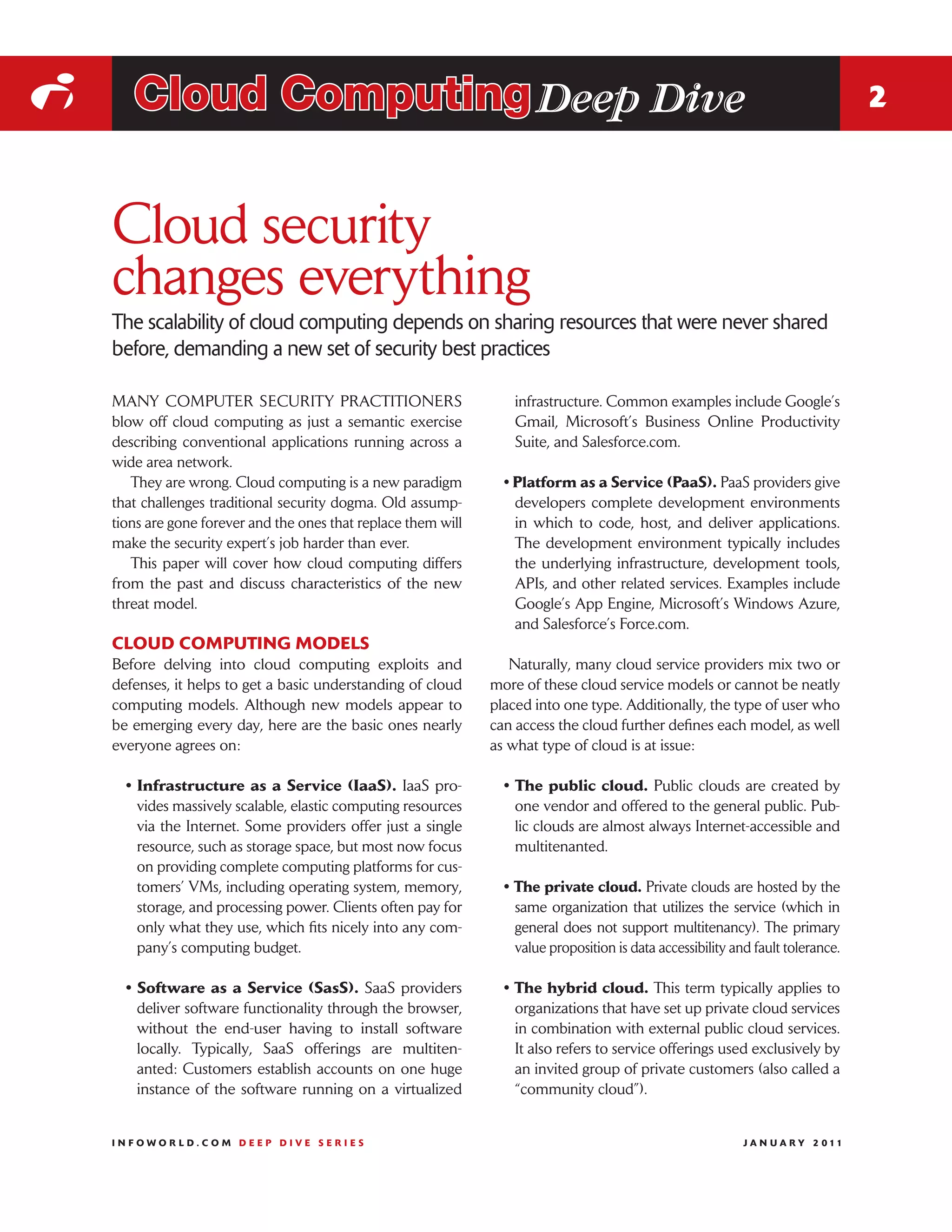 Cloud security deep dive infoworld jan 2011 | PDF