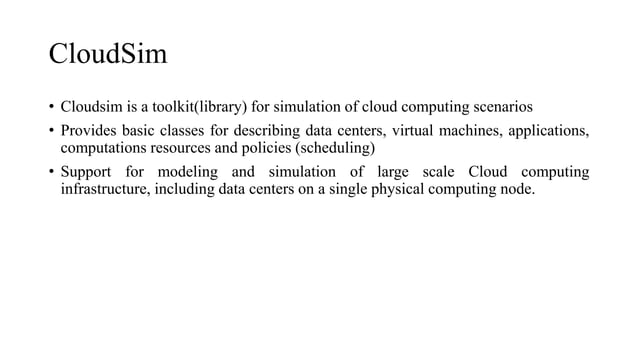 CloudSim.pptx | Cloud Computing | Internet