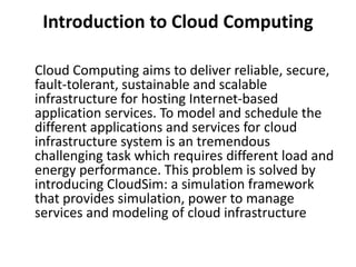 Cloud sim pptx | PPTX | Cloud Computing | Internet