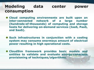 CloudSim Simulator for implementation of cloud environment | PPT