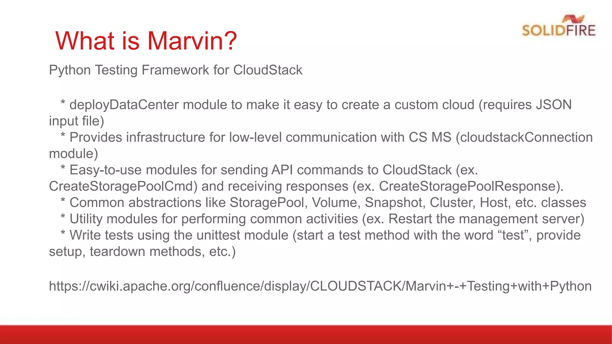 Cloudstack Automated Integration Testing With Marvin Ppt
