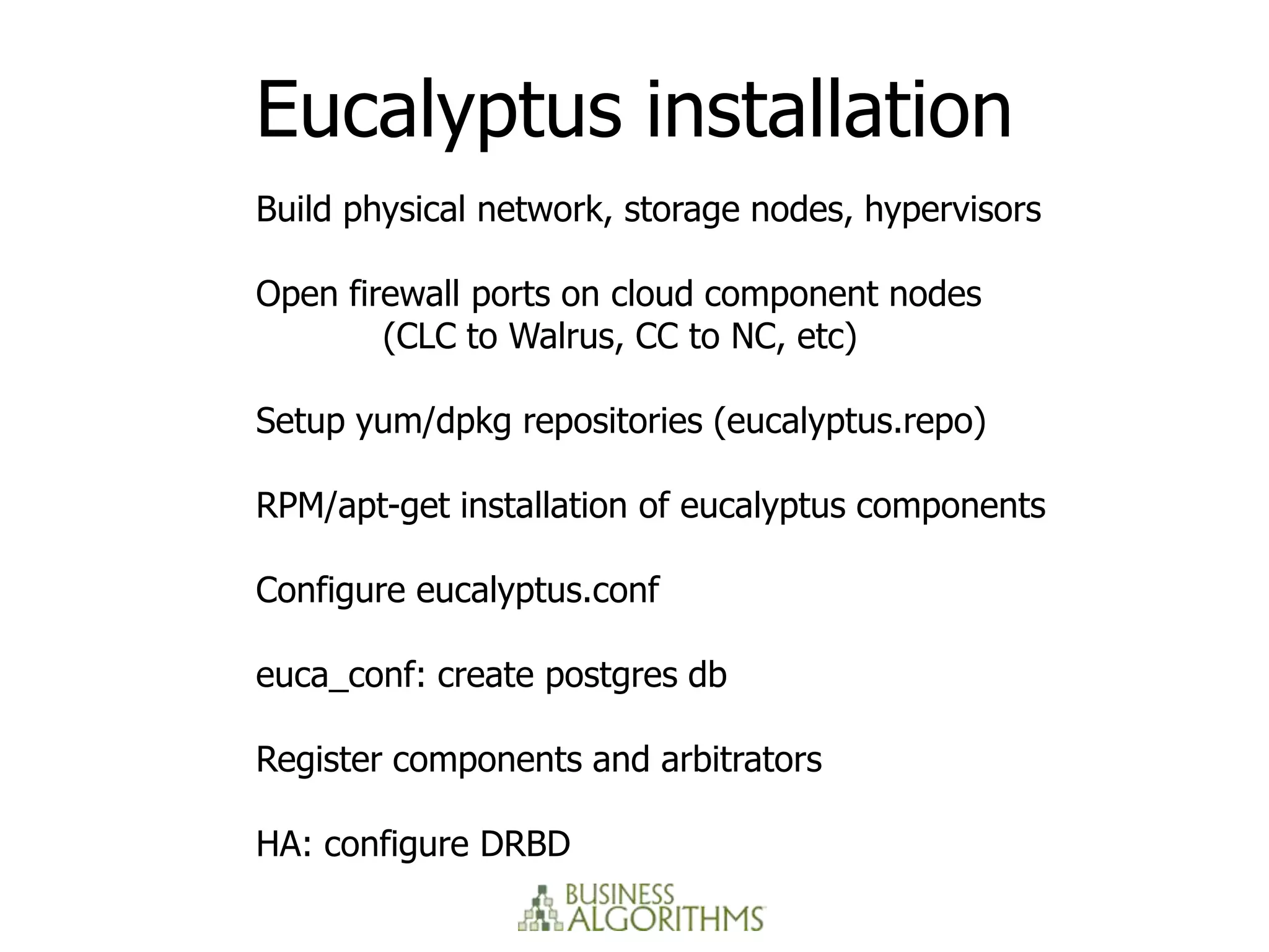 CloudStack vs OpenStack vs Eucalyptus: IaaS Private Cloud Brief Comparison | PPTX