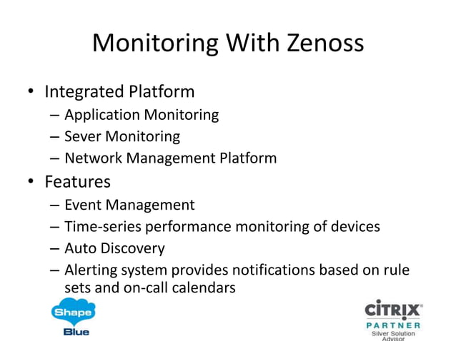 Cloud stack monitoring with zenoss | PPT