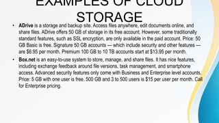Cloud storage | PPTX | Internet | Computing