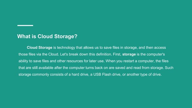 CLOUD STORAGE.pptx | Cloud Computing | Internet