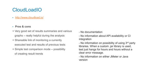 Jmeter Cloud Service Comparison Ppt