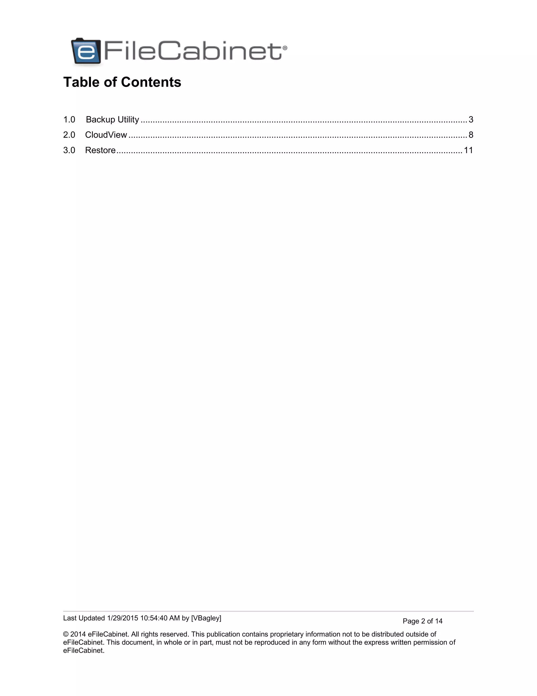 eFileCabinet Cloud View Backup Guide | PDF