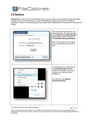 eFileCabinet Cloud View Backup Guide | PDF