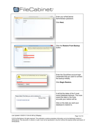 eFileCabinet Cloud View Backup Guide | PDF