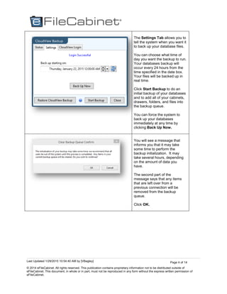 eFileCabinet Cloud View Backup Guide | PDF