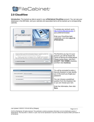 eFileCabinet Cloud View Backup Guide | PDF