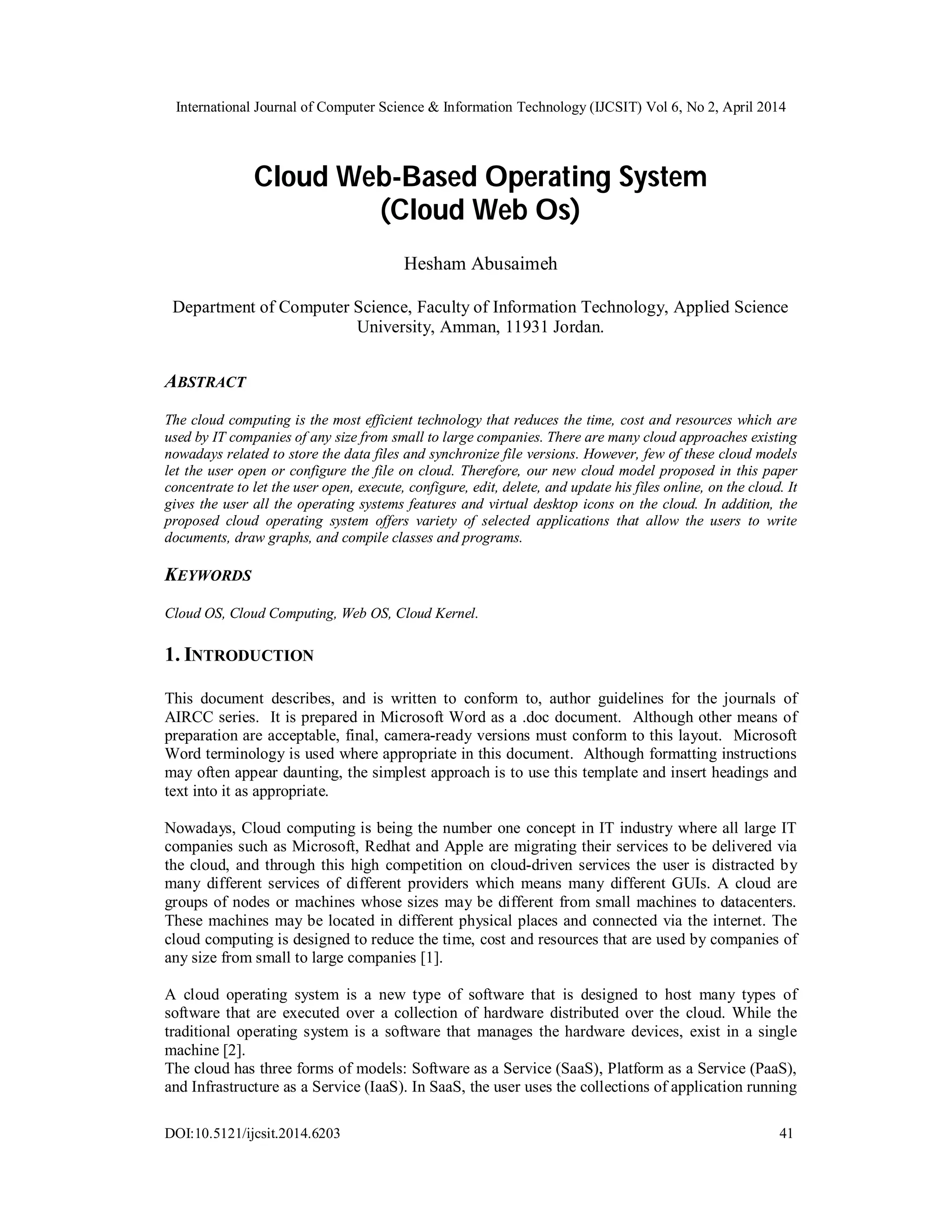 Cloud Web-Based Operating System (Cloud Web Os) | PDF