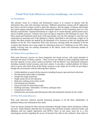 Cloud web scale discovery services landscape an overview | PDF