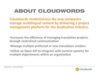 TAUS Translation Technology Showcase - Cloudwords Overview | PPT ...
