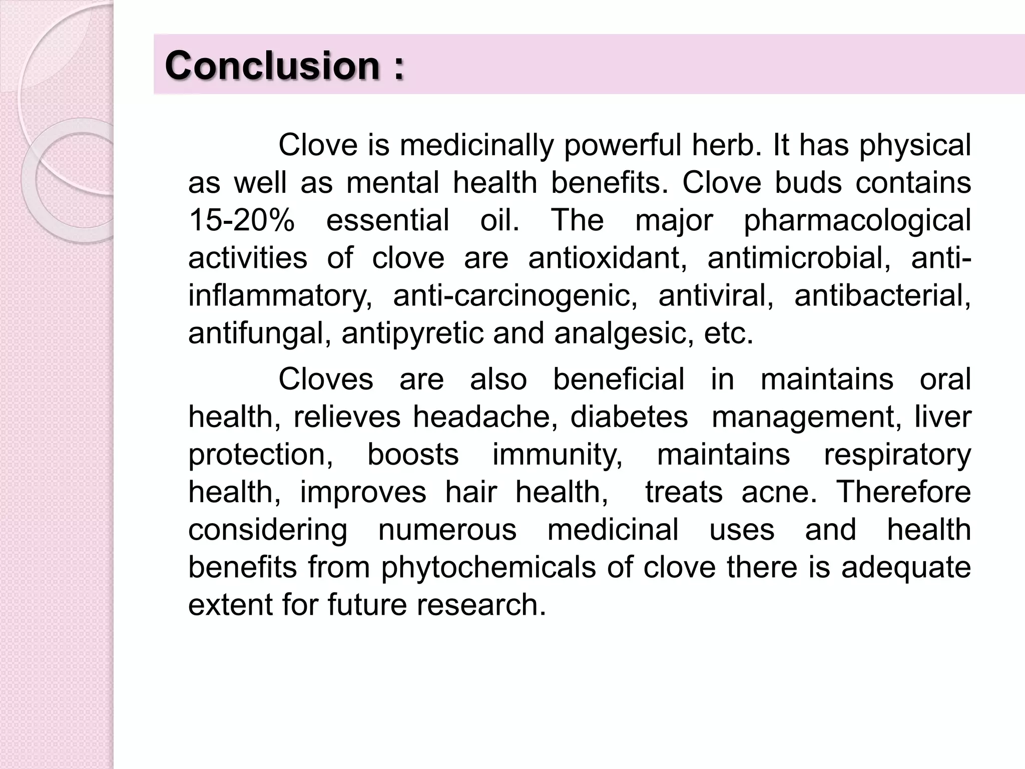 Clove medicinal uses | PPTX