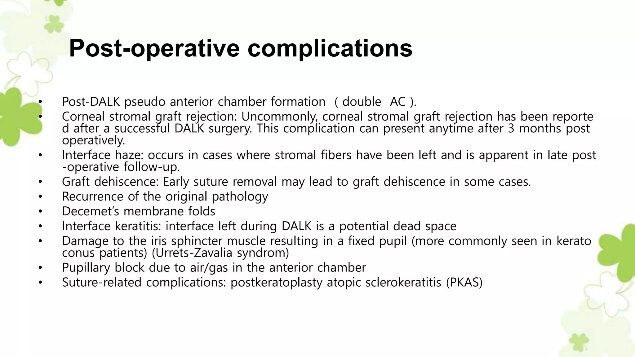 Postoperative Complication of DALK | PPTX