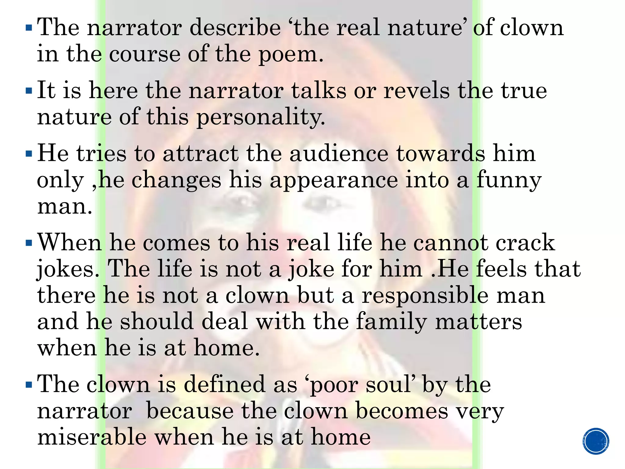Clown’s wife poem by Johnson Agard analysis | PPTX