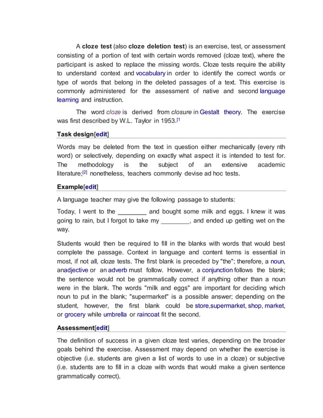Cloze test | DOCX
