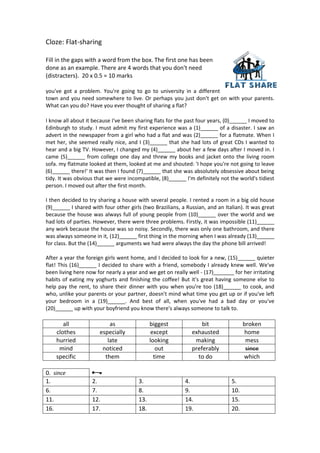 Cloze tests-intermediate | PDF