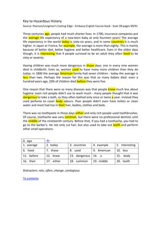 Cloze tests-intermediate | PDF