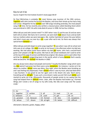 Cloze tests-intermediate | PDF
