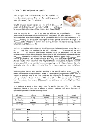 Cloze tests-intermediate | PDF