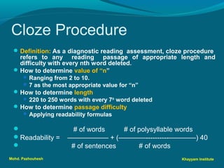 Cloze & dictation tests | PPT