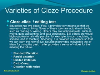 Cloze & dictation tests | PPT