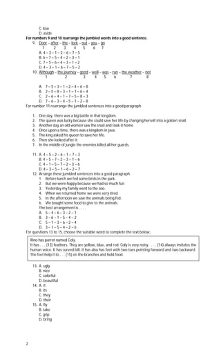 Cloze passages and jumble sentences un challenge | PDF