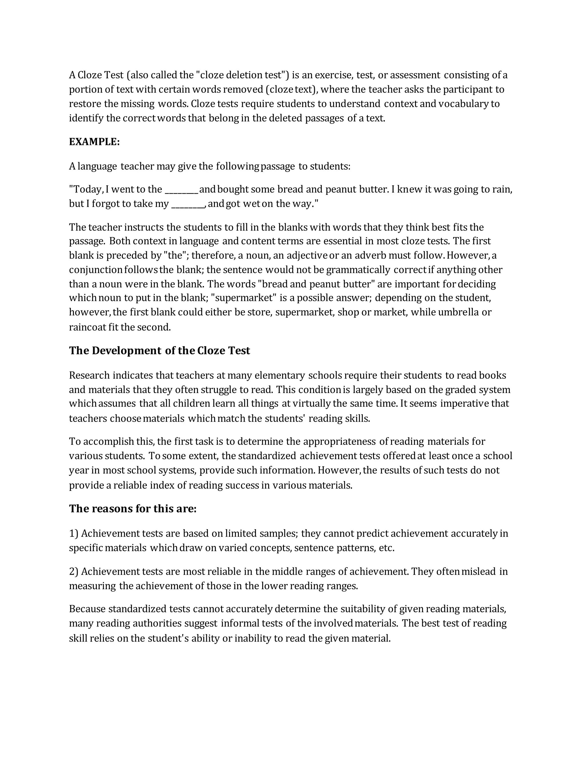 Cloze procedure | DOCX