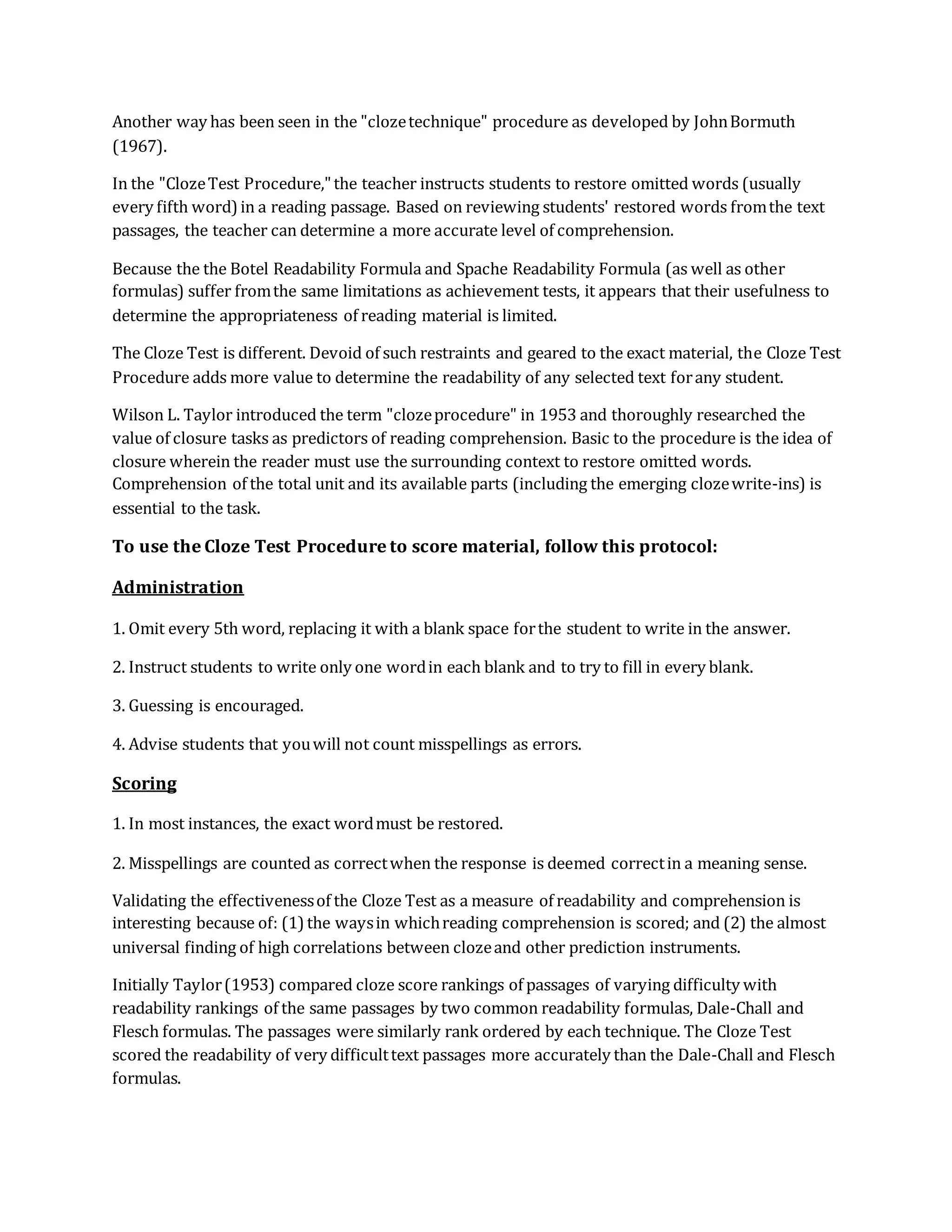 Cloze procedure | DOCX