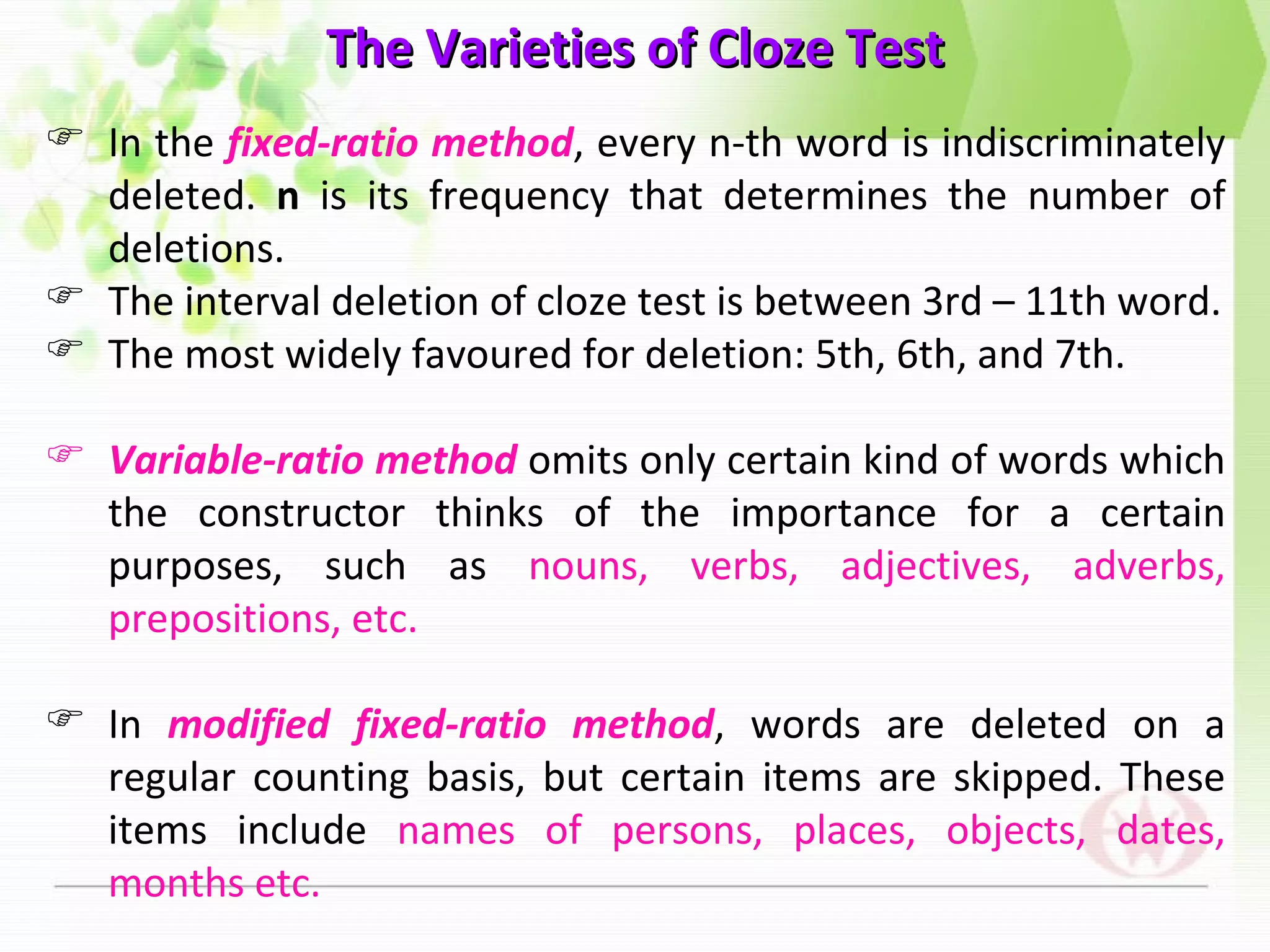 Cloze test and c test | PPT