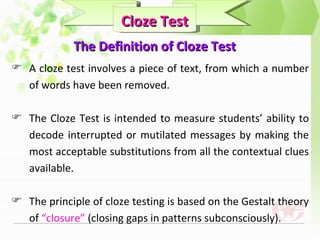Cloze test and c test | PPT