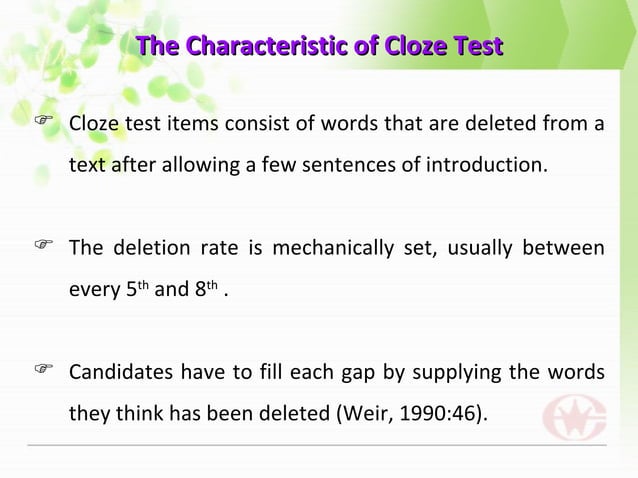 Cloze test and c test | PPT