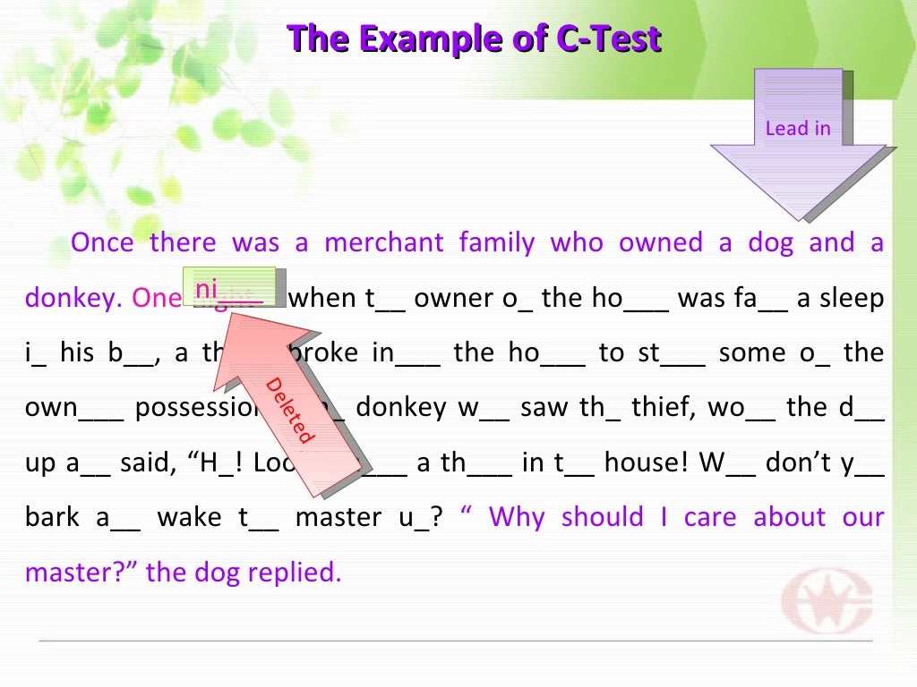 Cloze Test And C Test Cloze Test And C Test
