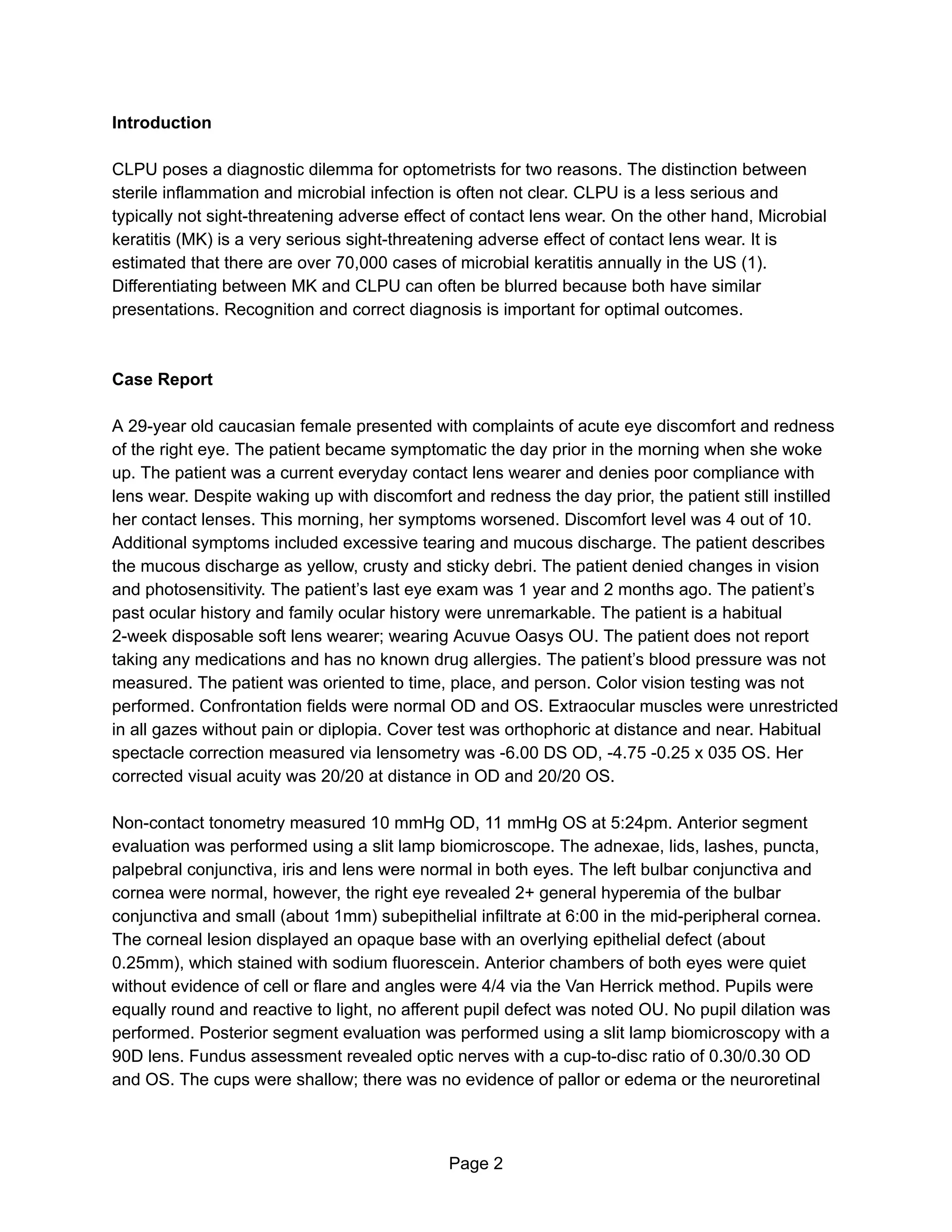 Contact Lens Peripheral Ulcer - Case Report | PDF