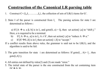 Comprehensive Guide to Canonical LR(1) and LALR Parsing Techniques | PPT