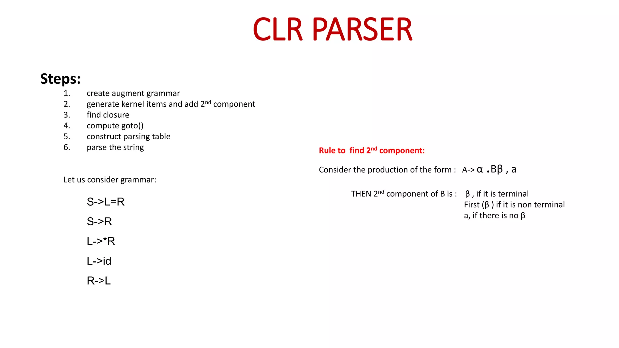 CLR AND LALR PARSER | PPT CLR AND LALR PARSER | PPT