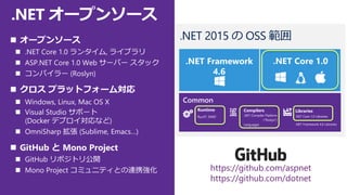 .NET Core と .NET Framework (続きは de:code 2016 で！) | PPT