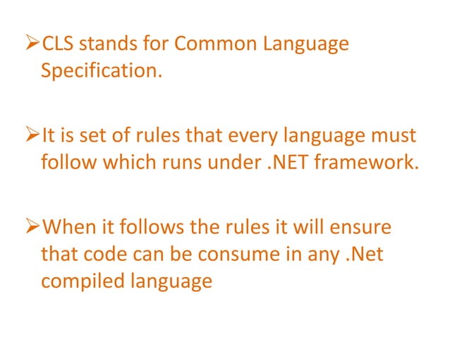 What is CLS in .NET programming. | PPTX