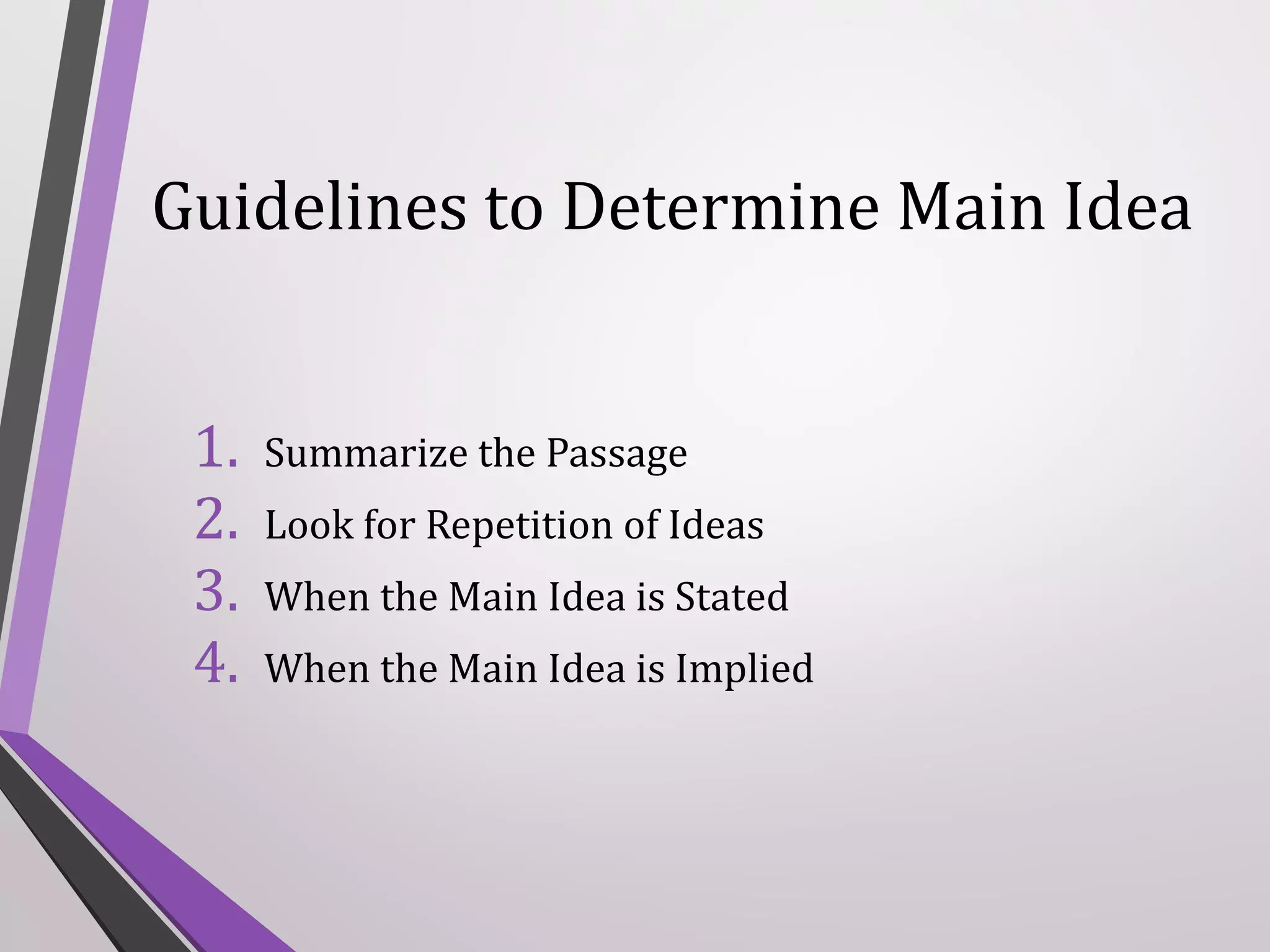 Teaching To Find Main Idea and Inference | PPT