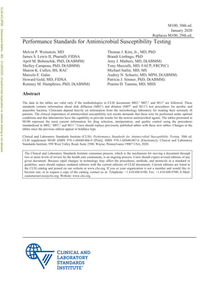Performance Standards for Antimicrobial Susceptibility Testing | PDF