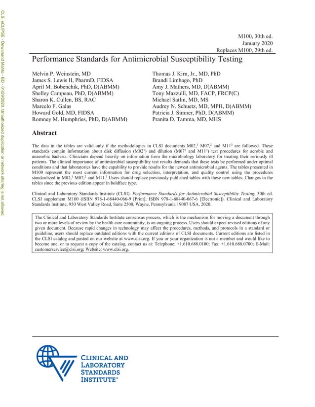 CLSI 2020.pdf | Infectious Diseases | Diseases and Conditions